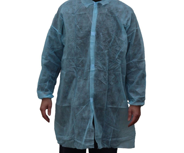 Disposable Lab Coat Blue (Box of 50) – 1st Safety Pty Ltd.